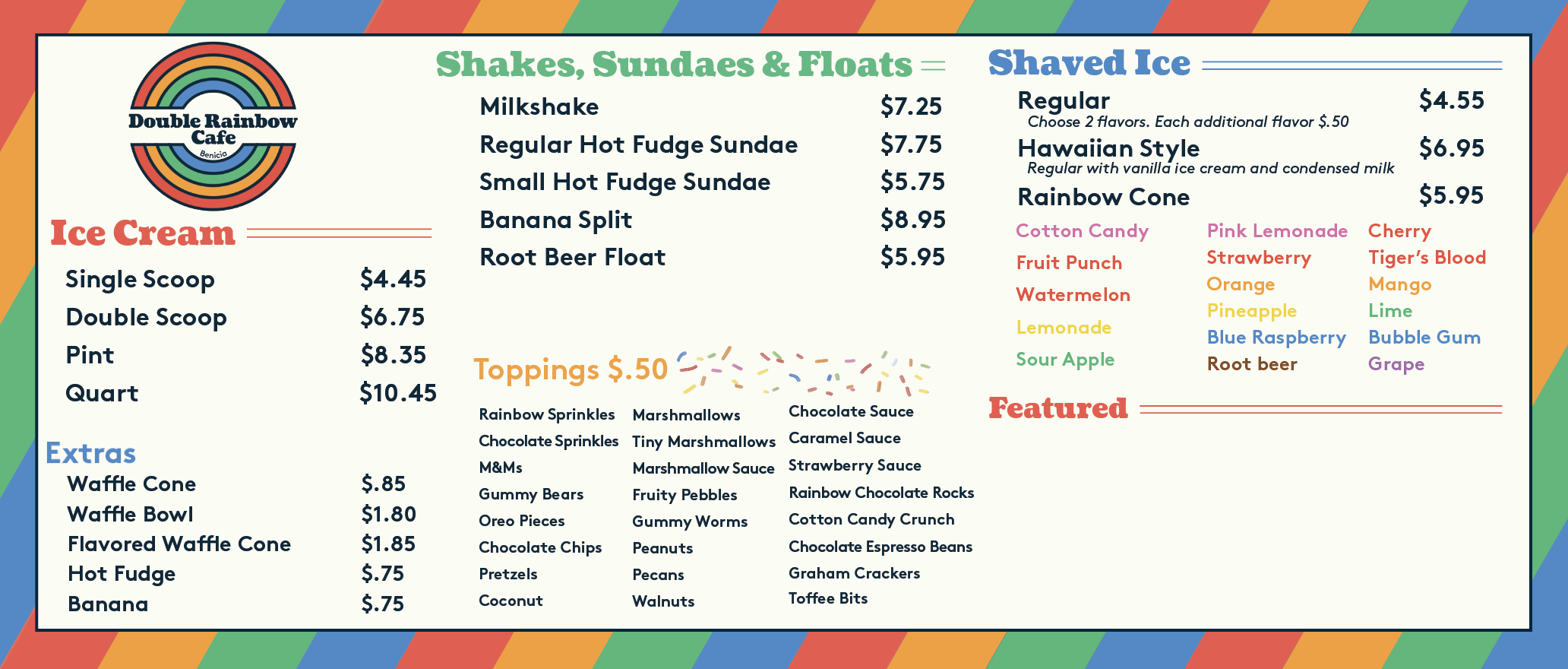 Menu — Double Rainbow Cafe