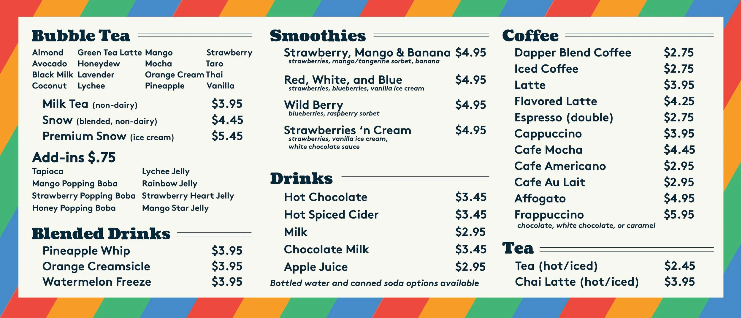 Menu — Double Rainbow Cafe