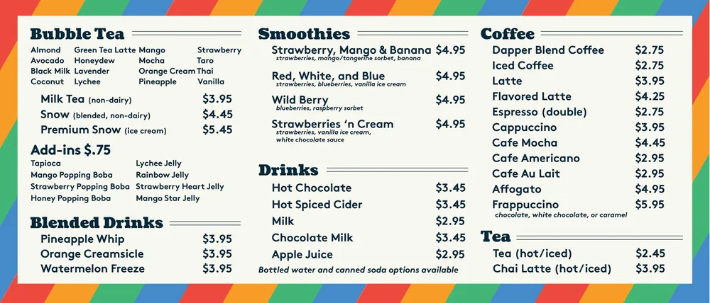 Menu — Double Rainbow Cafe