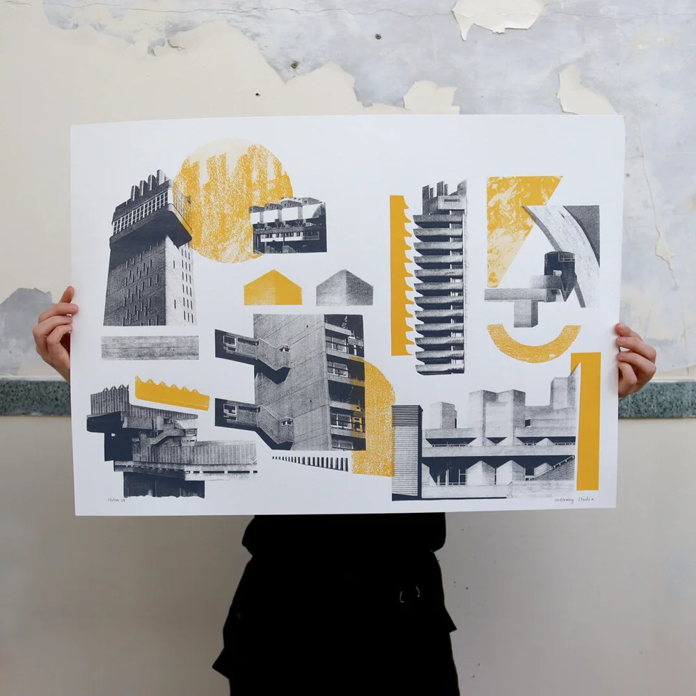 'Brutal Forms VIII' by Underway Studio. Brutalist screen print of the ...