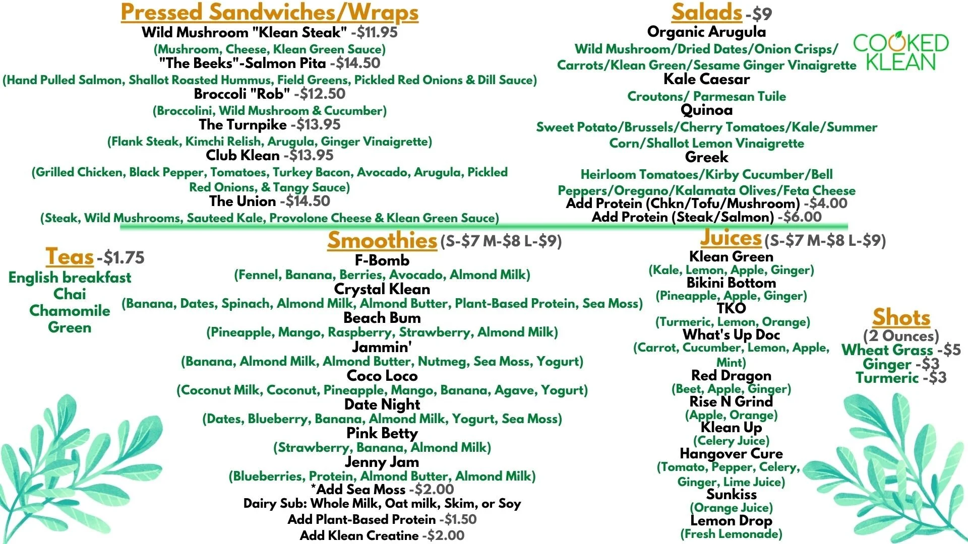 MENU — Cooked Klean