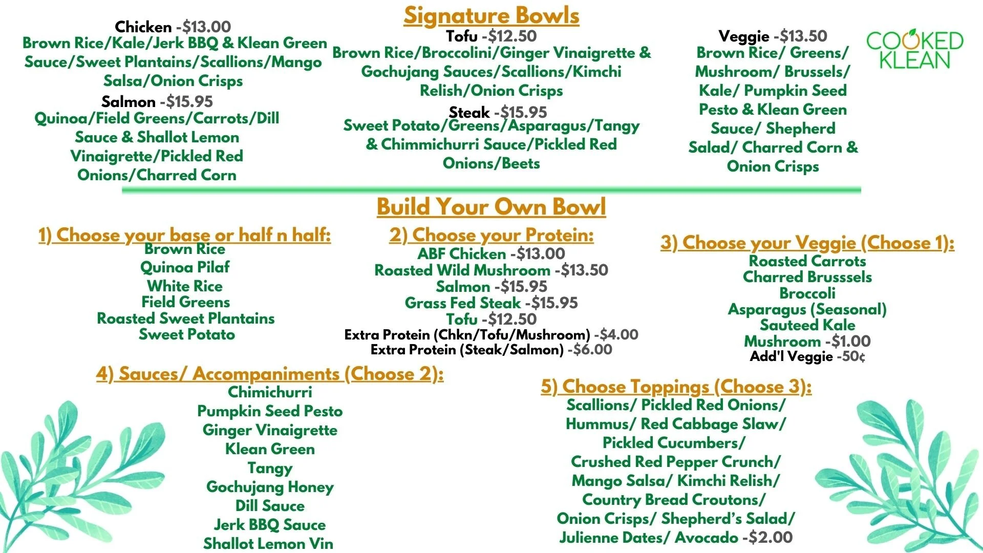 MENU — Cooked Klean