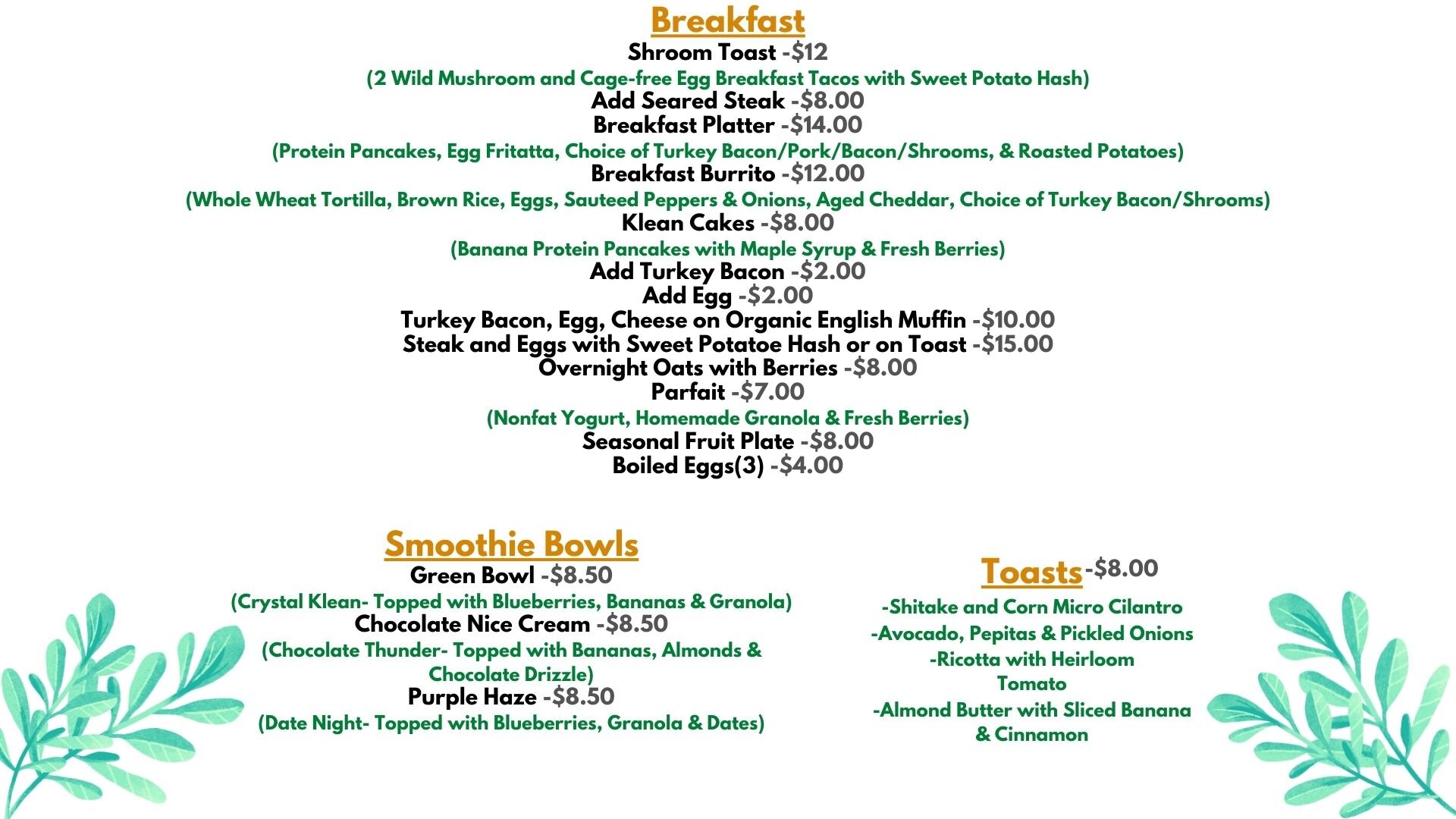 MENU — Cooked Klean