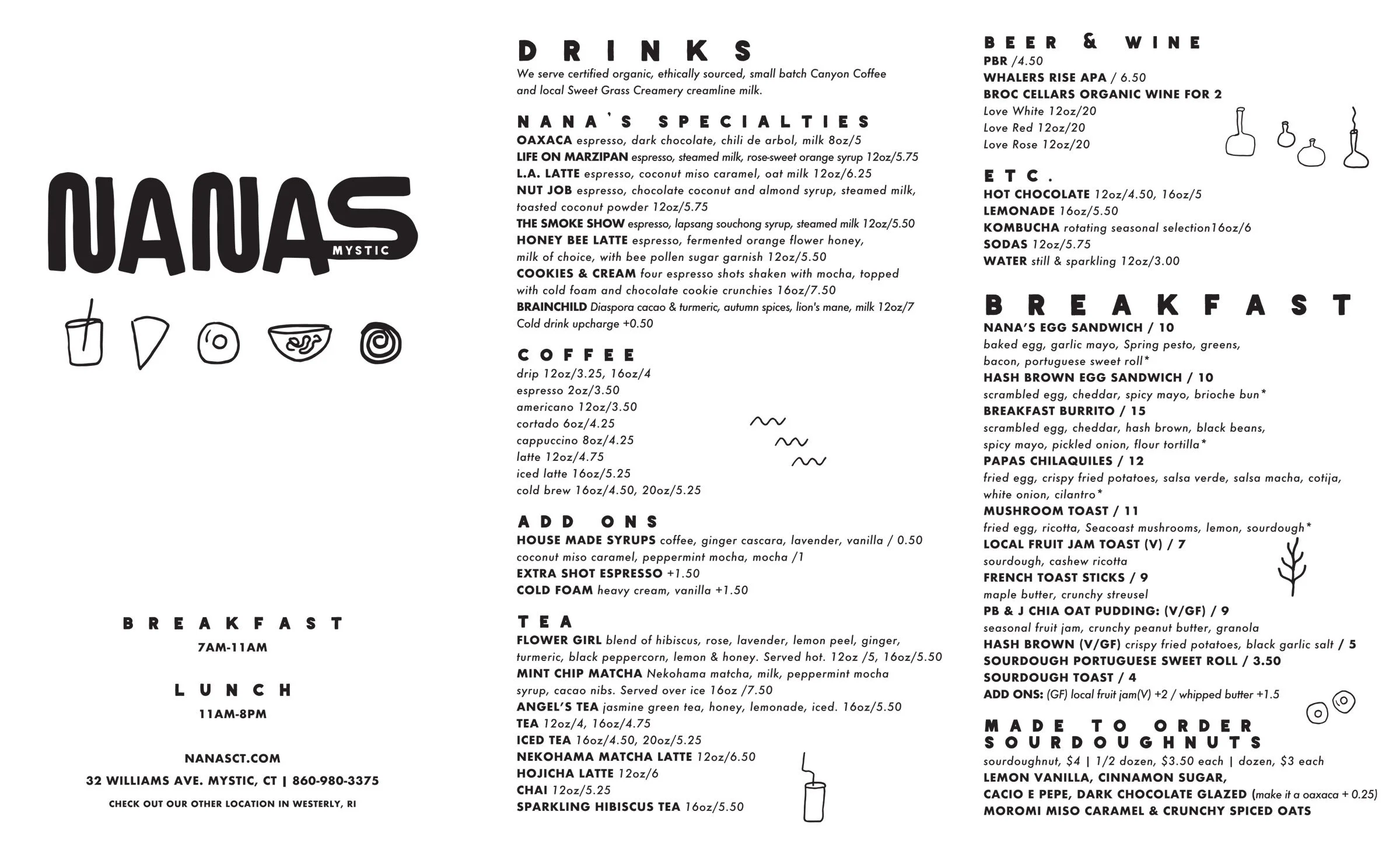 Menus — Nana's Mystic