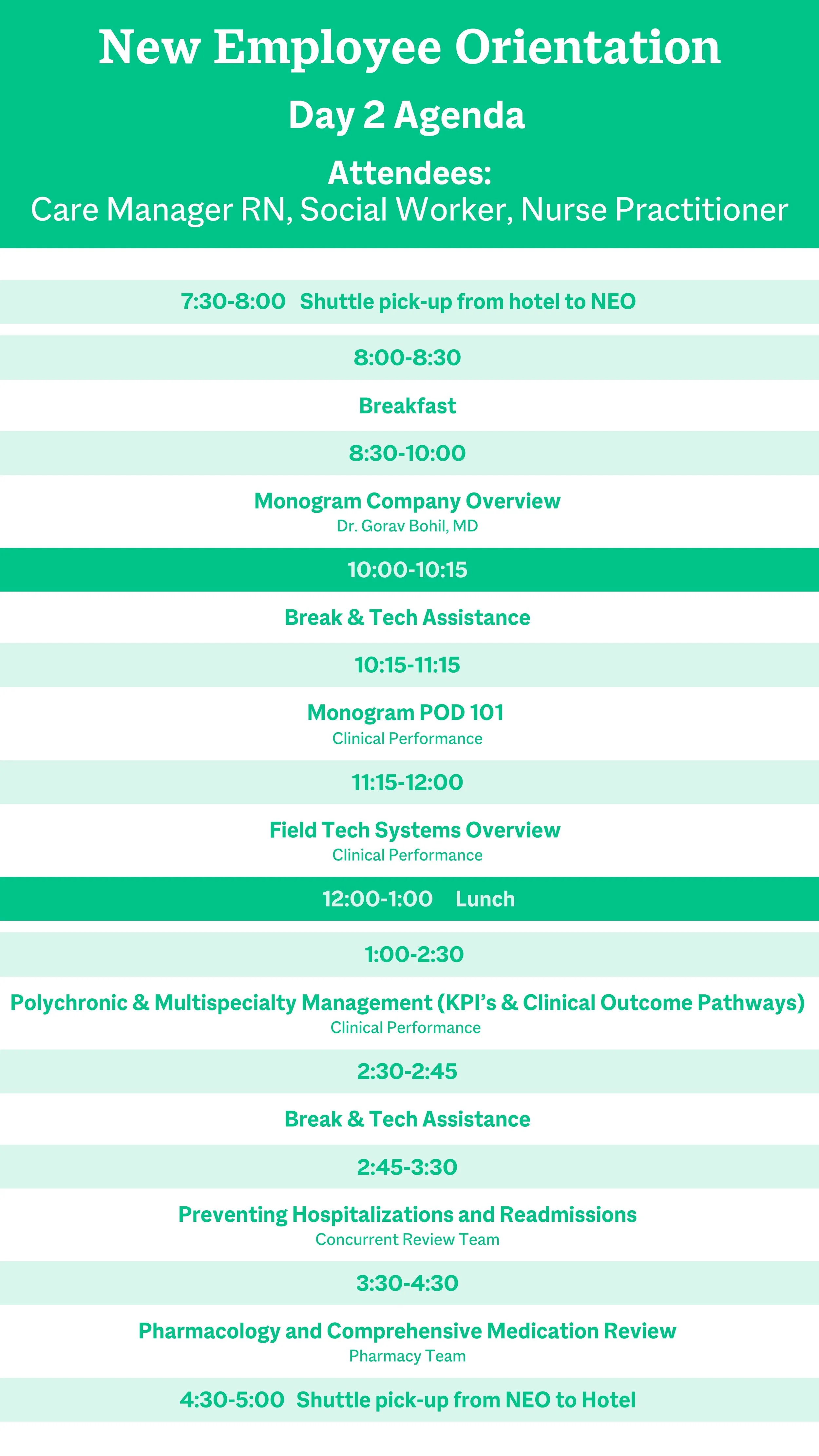 NEO Agenda — Monogram Health