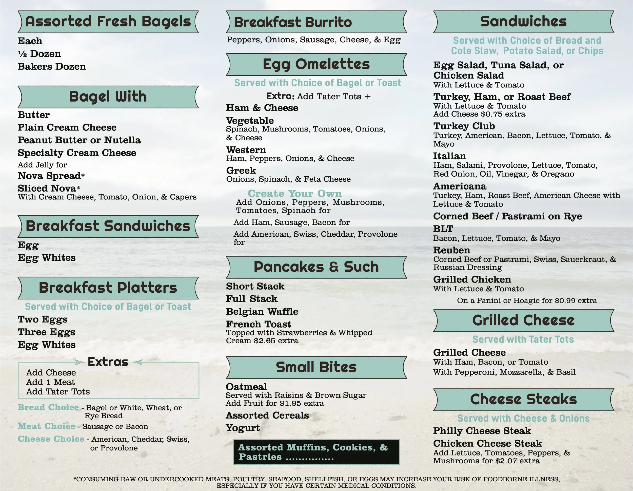 Menu — Seaview Bagel Cafe & Deli