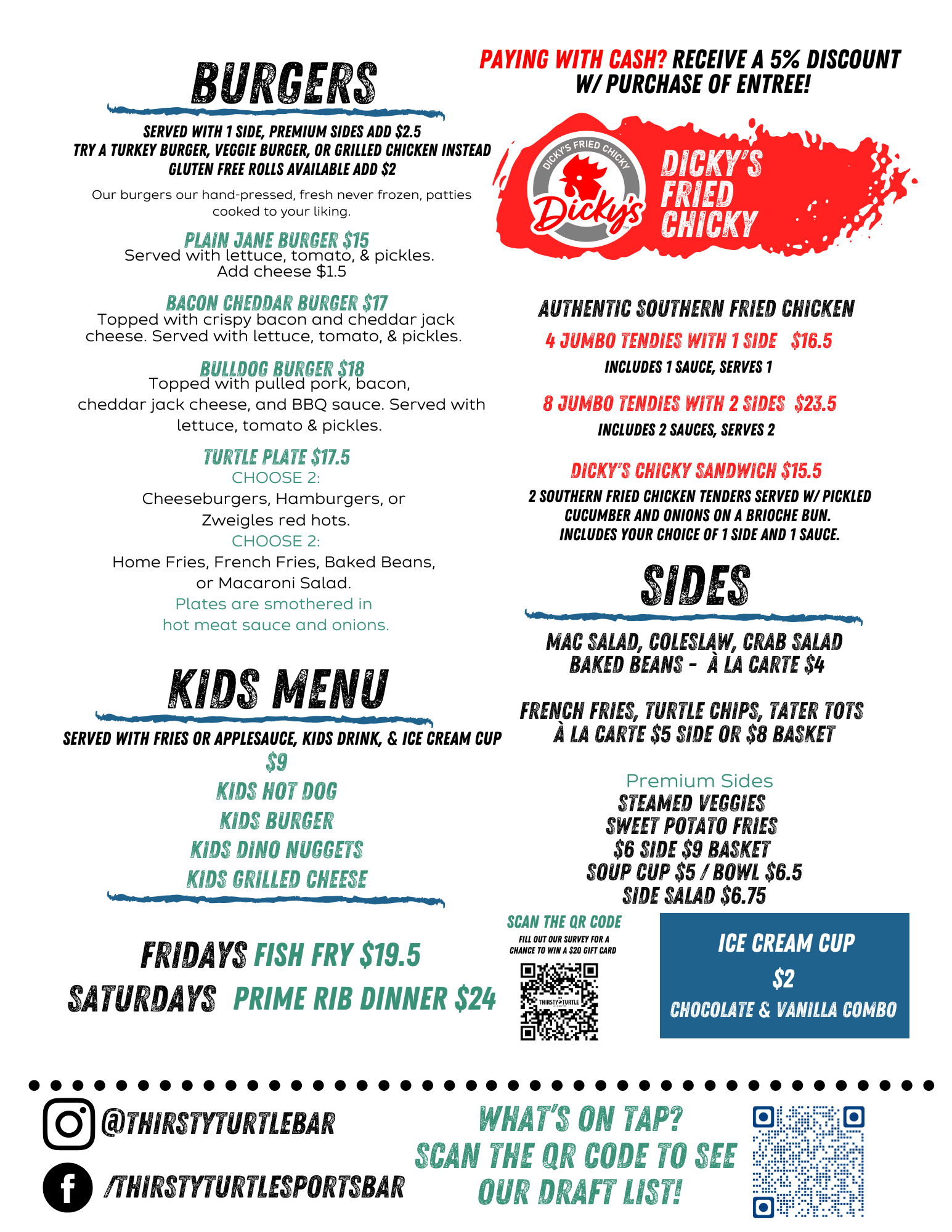 MENU — Thirsty Turtle Sports Bar