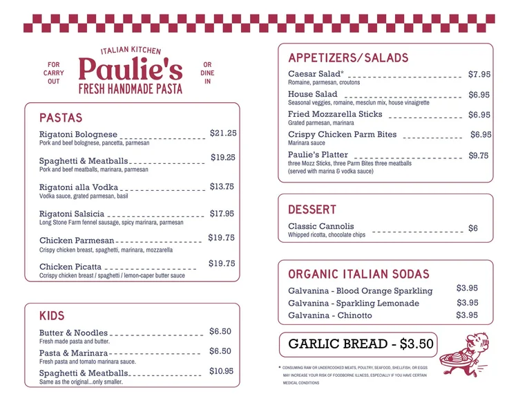 Paulie's Italian Kitchen - Fresh Pastas for To-go and Delivery