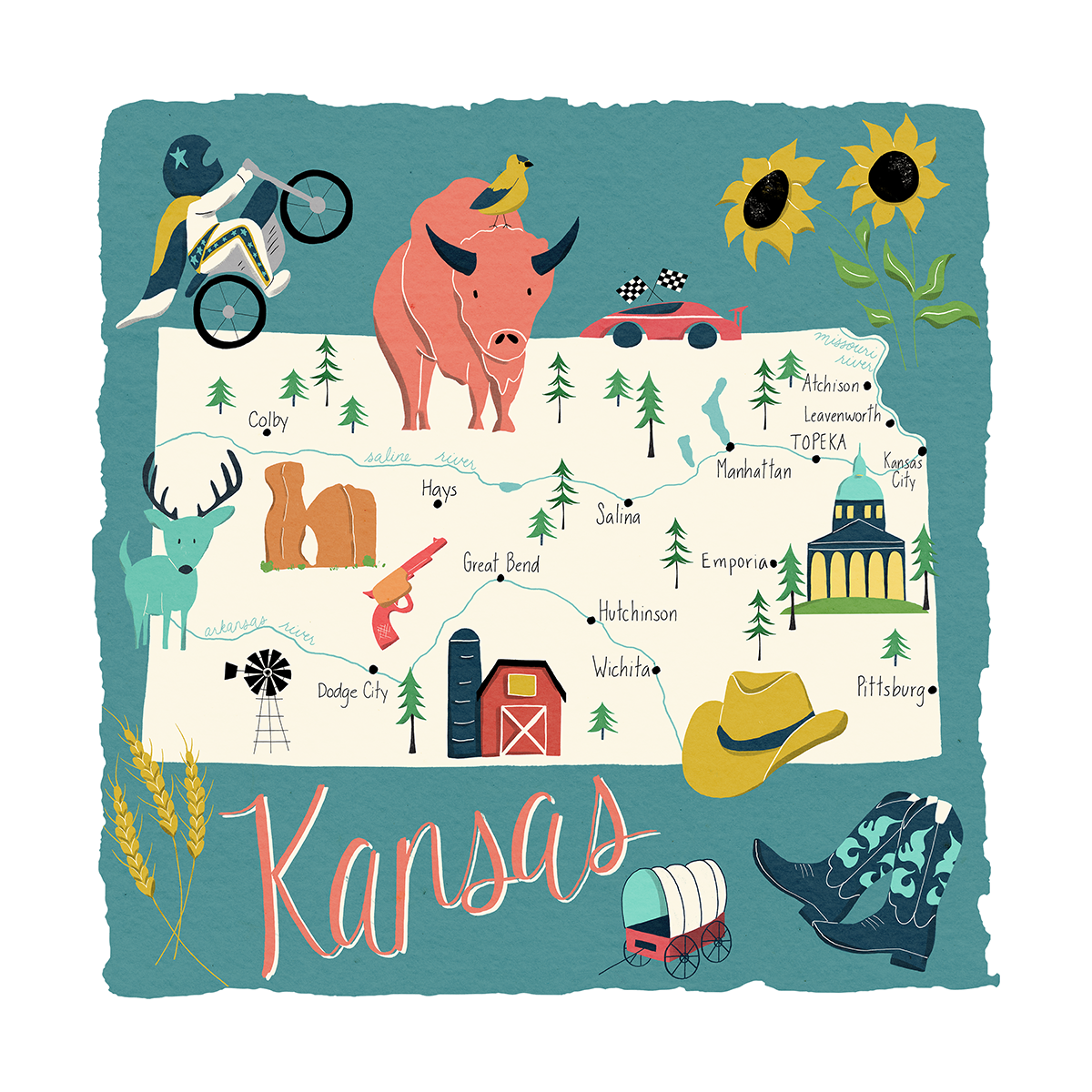 Tennessee State Map Art Print — Deane Beesley Designs