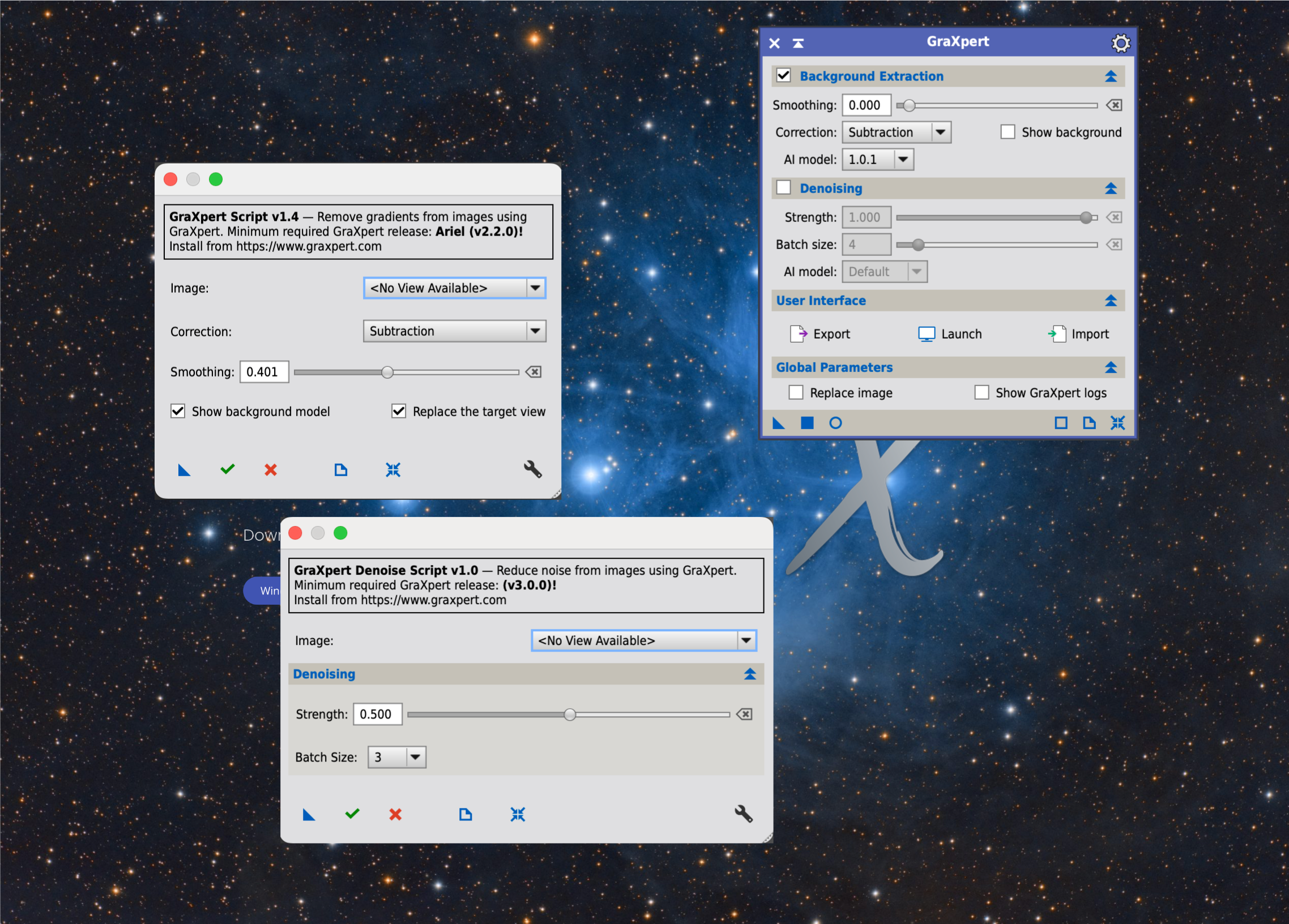 GraXpert adds AI noise reduction — AstroWorldCreations