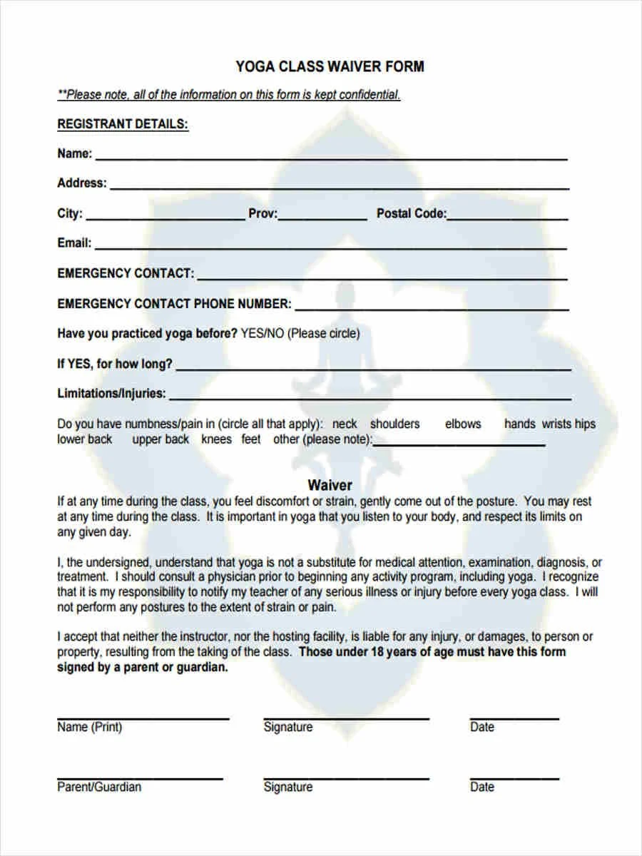 Yoga Waiver