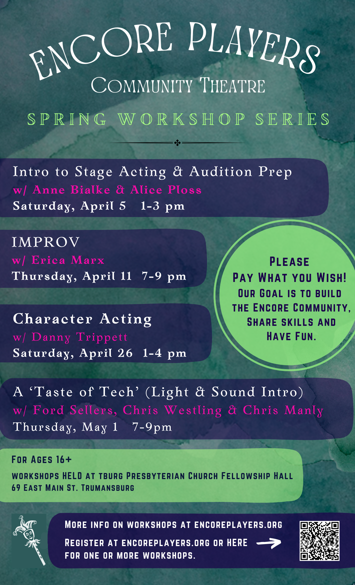 Encore Players Spring Workshop Series — Encore Players Community Theatre