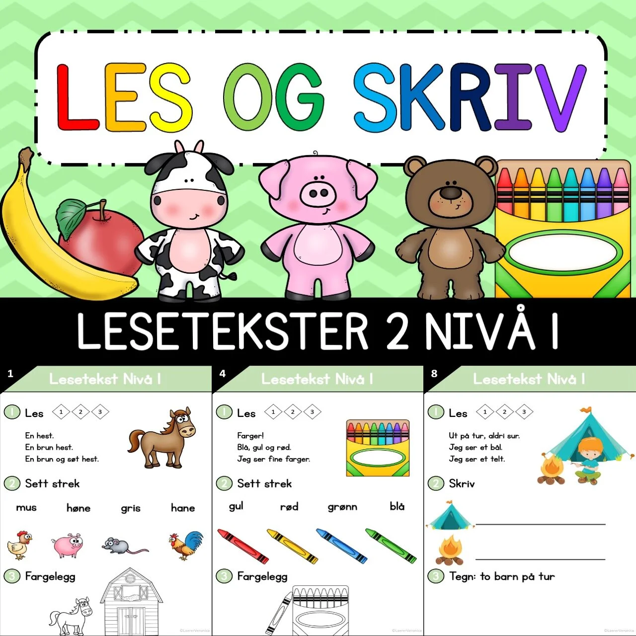 Les og skriv - Samlepakke - Lesetekster 1-3 Nivå 1 Leseforståelse ...