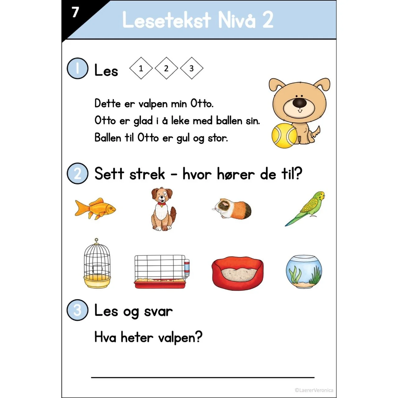 Les og skriv Nivå 1 Nr 1 - Leseforståelse — LaererVeronica