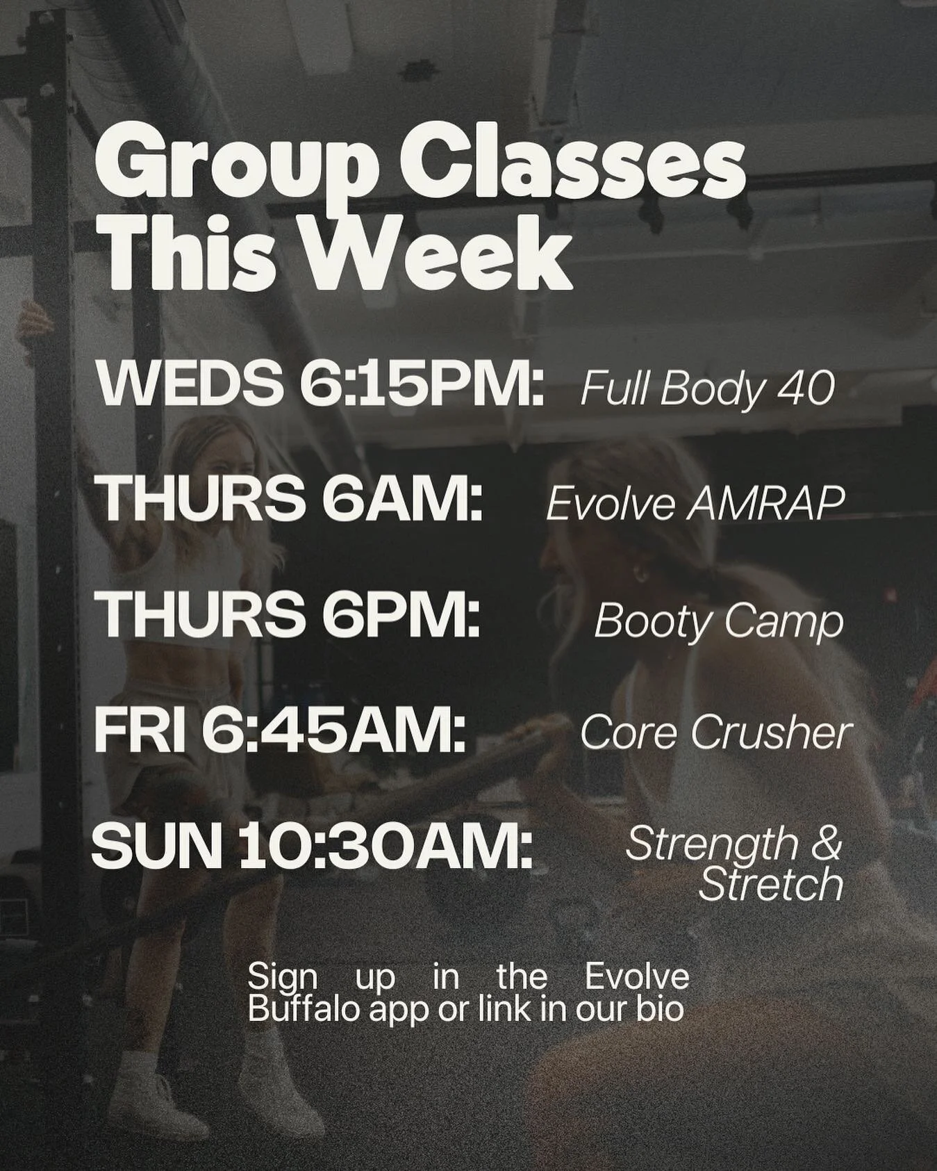 Group Class Schedule — Evolve Buffalo
