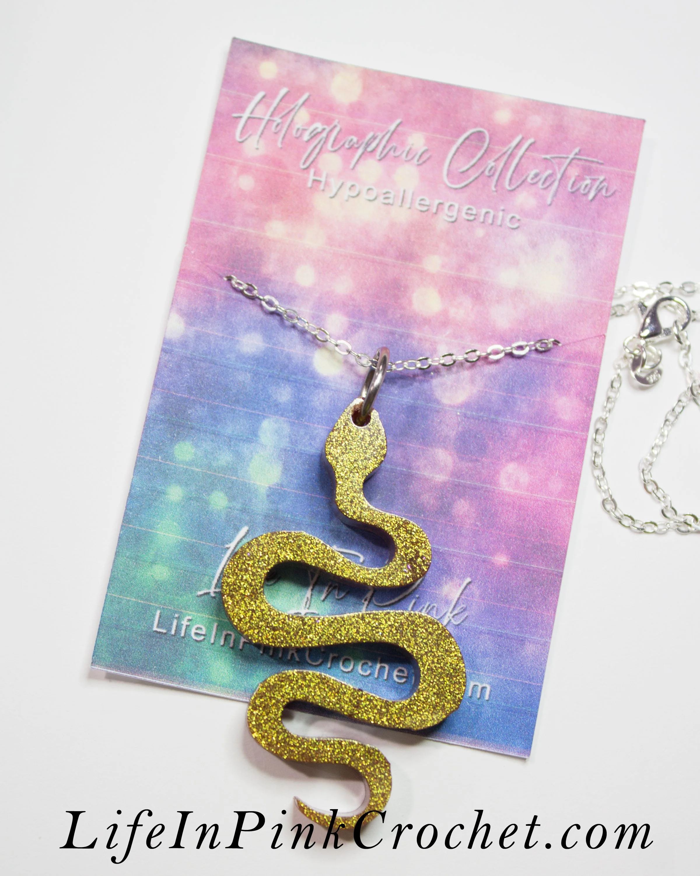 Holographic Red Snake Necklace — Life In Pink