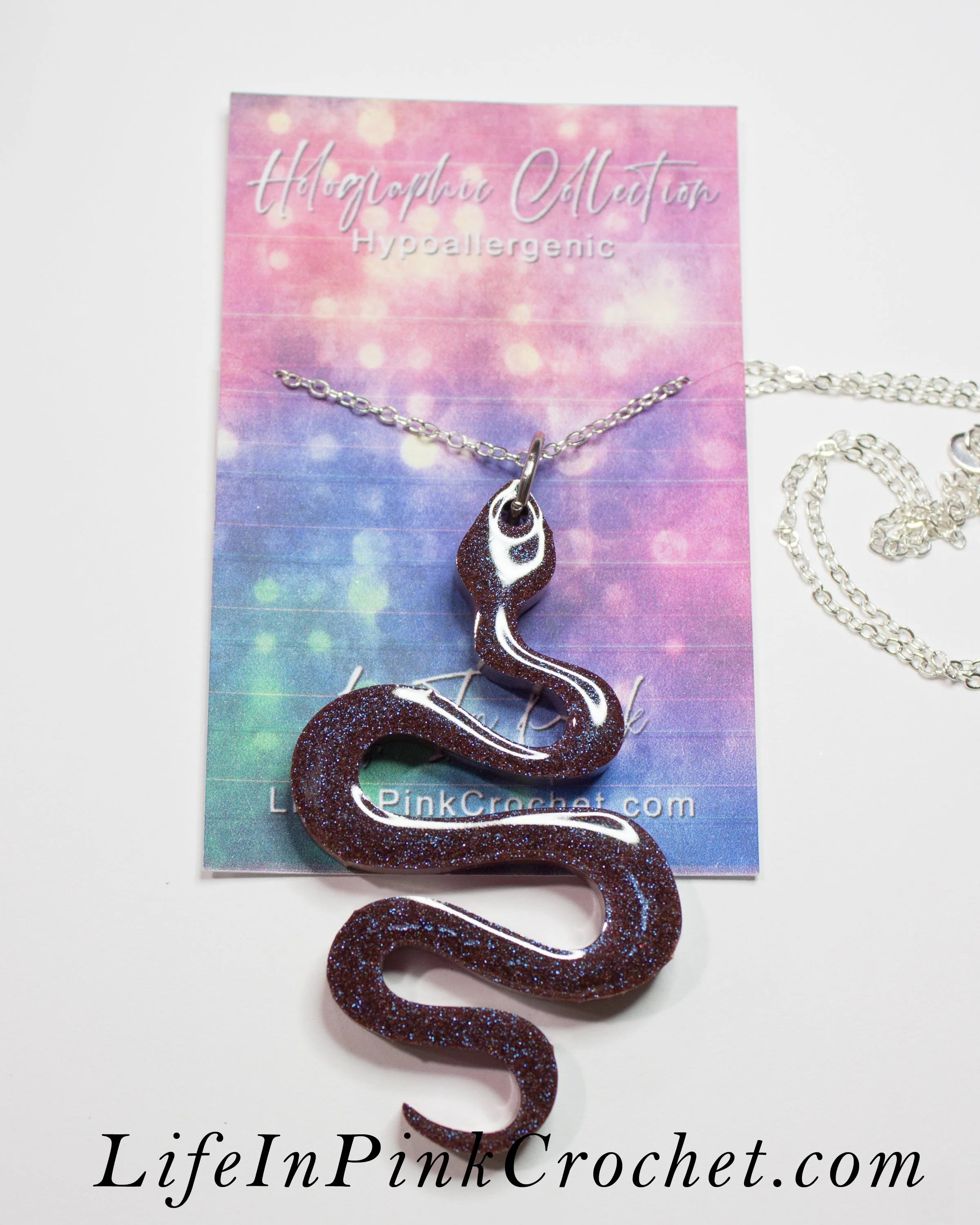 Holographic Red Snake Necklace — Life In Pink