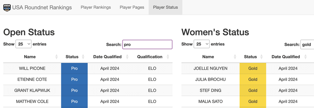 USAR Player Status Explained — USA Roundnet