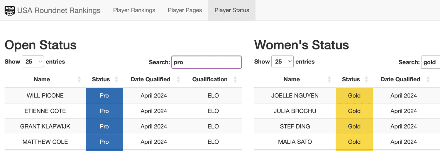 USAR Player Status Explained — USA Roundnet