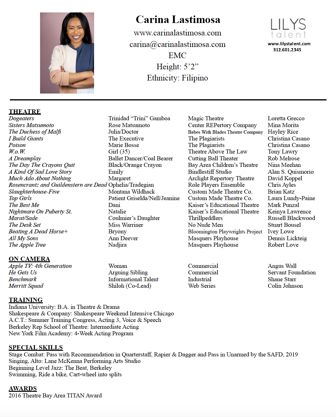 Resume — Carina Lastimosa