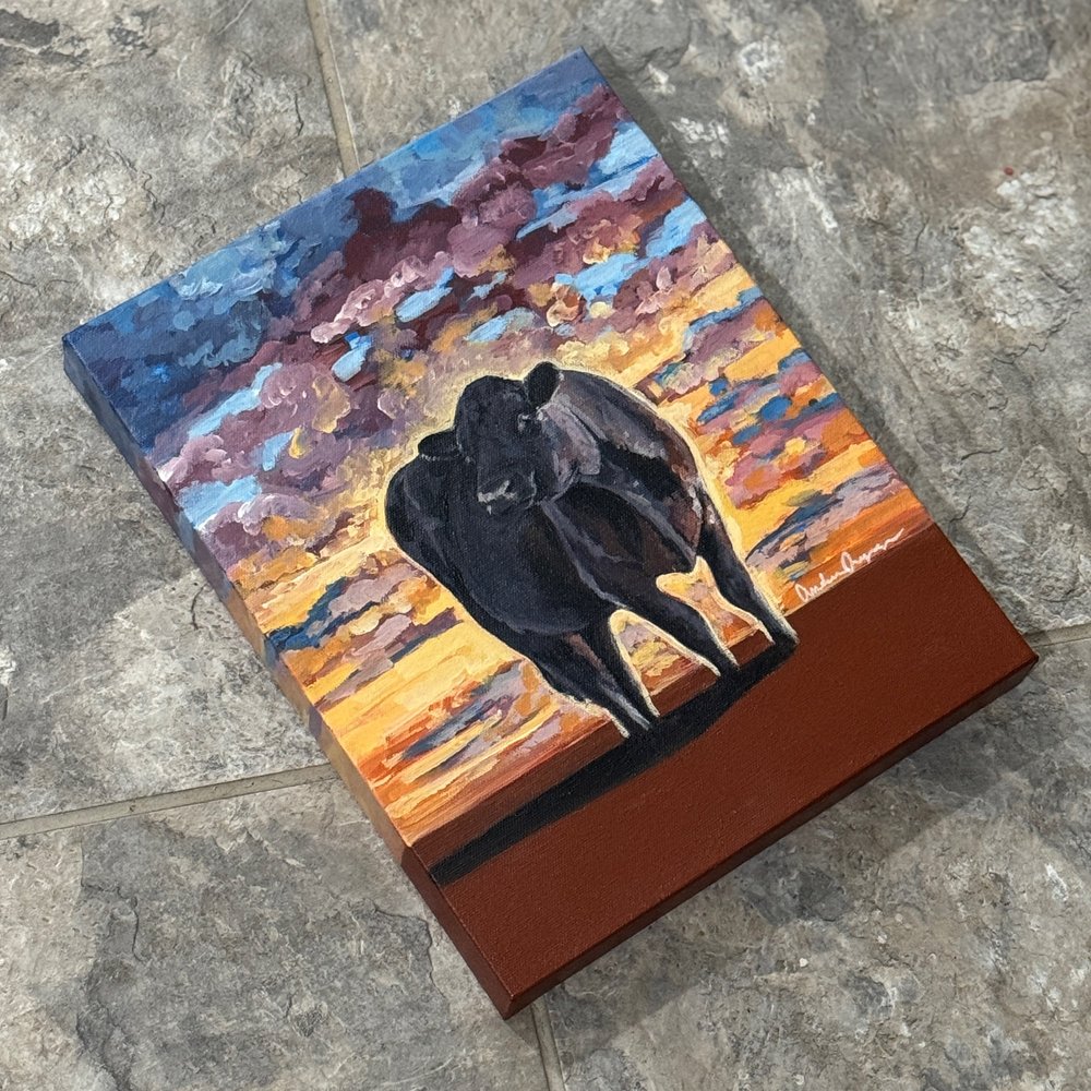Colorful Abstract Realism Cow Paintings | Rustic Modern Artwork ...
