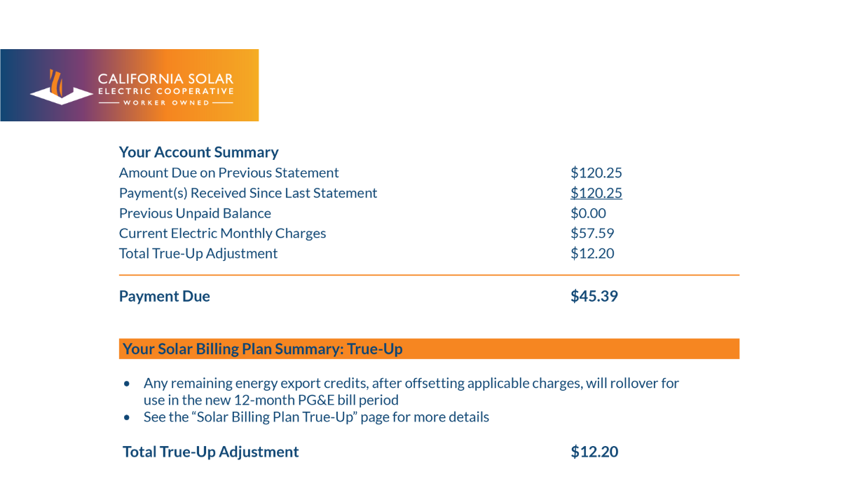 Understanding your PG&E True-up bill — California Solar