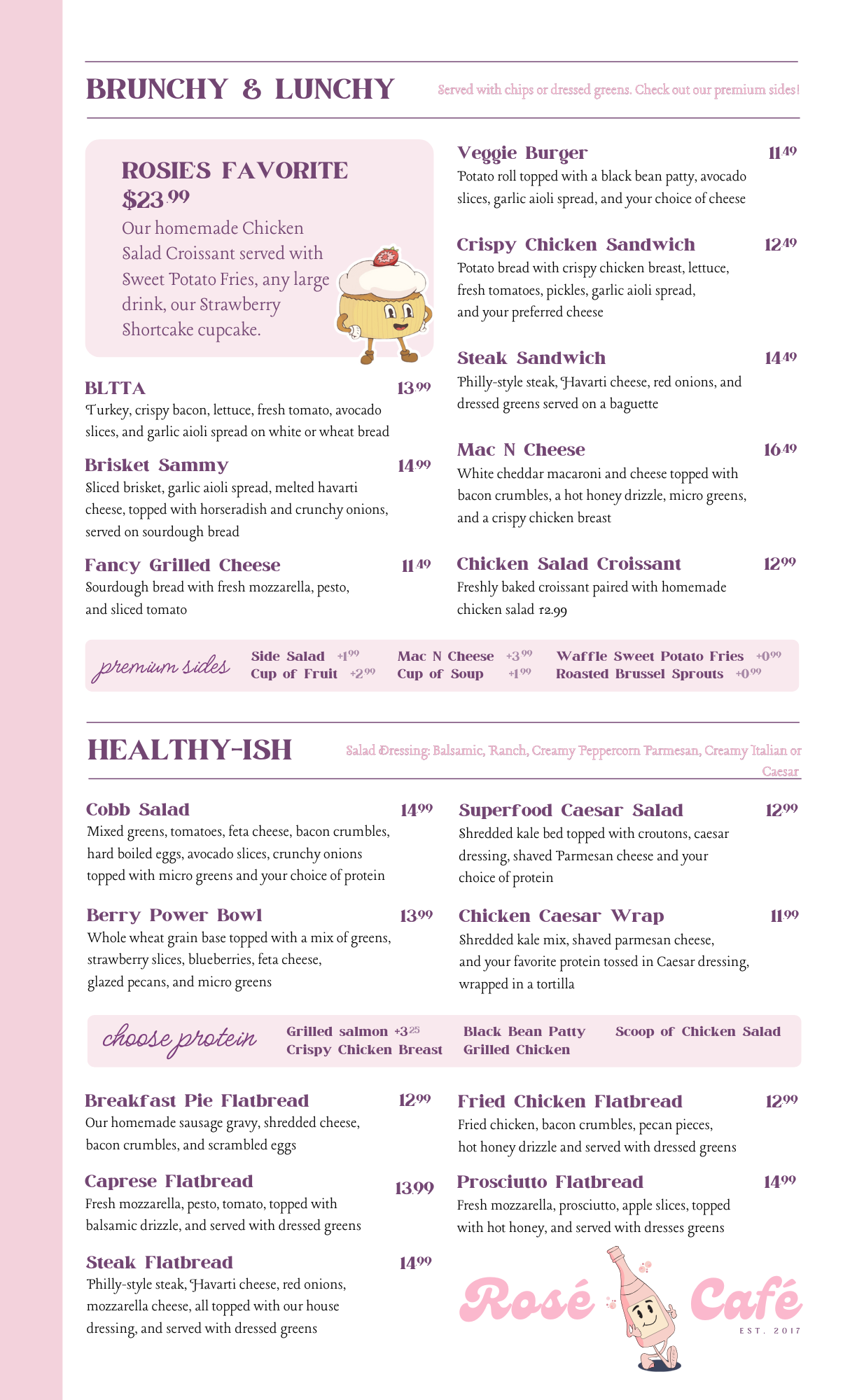 Café Menu — Rosé Café