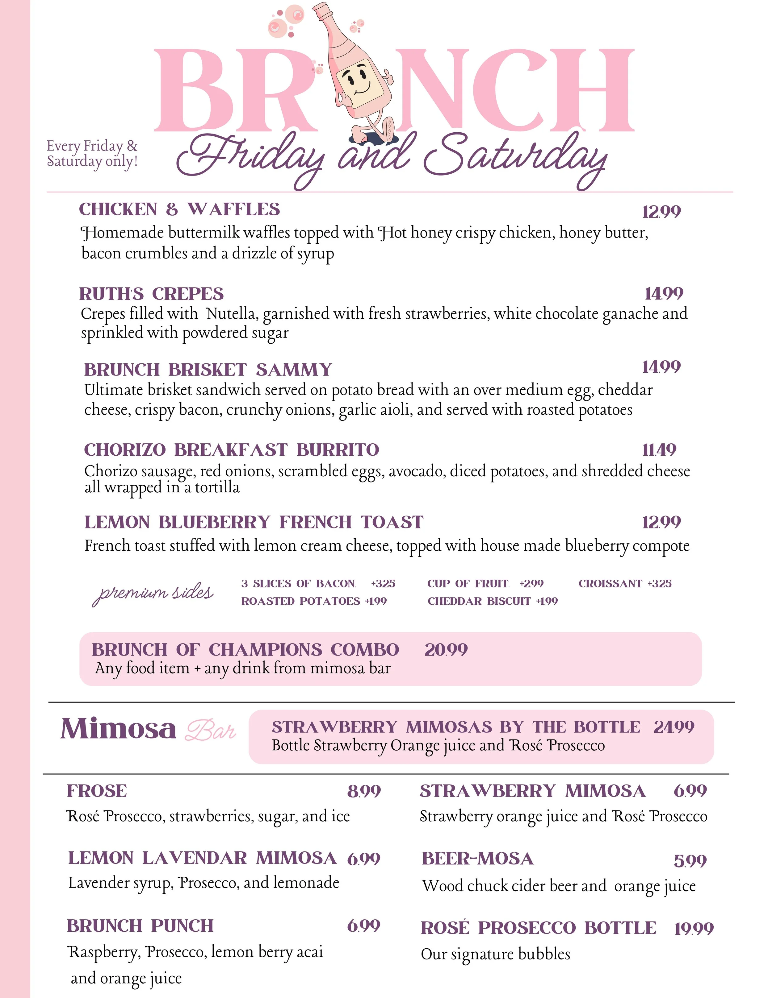 Café Menu — Rosé Café