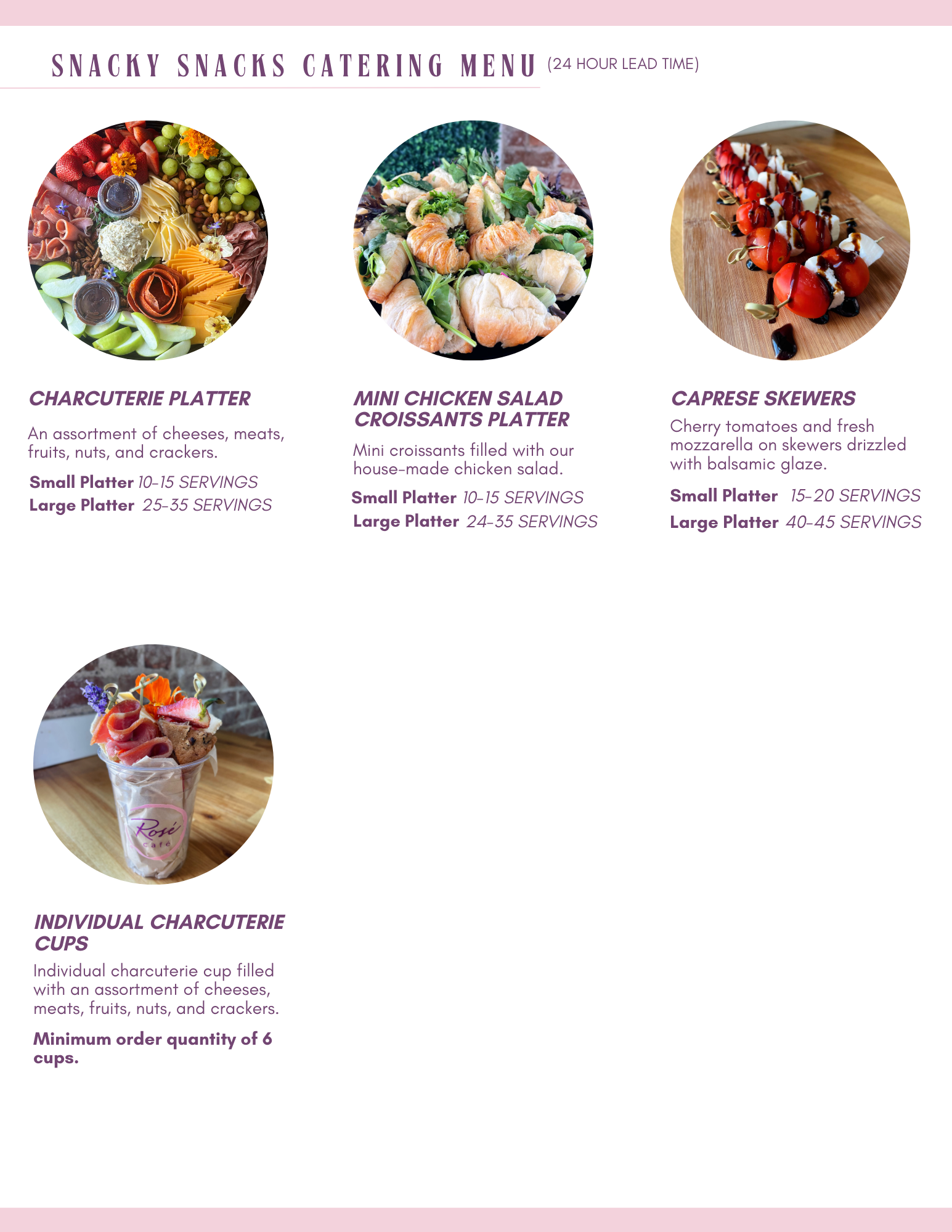 Catering Menu Brochure — Rosé Café
