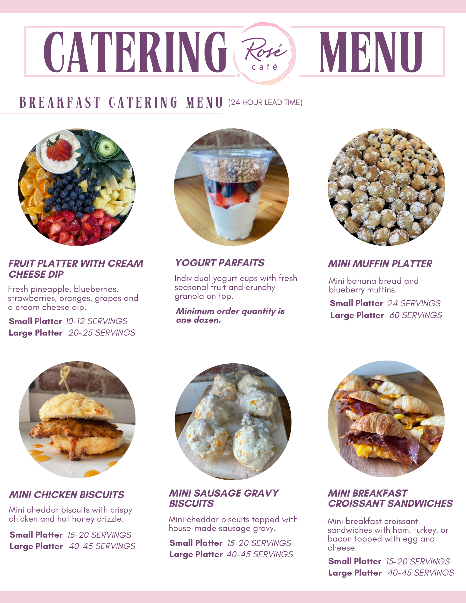 Catering Menu Brochure — Rosé Café