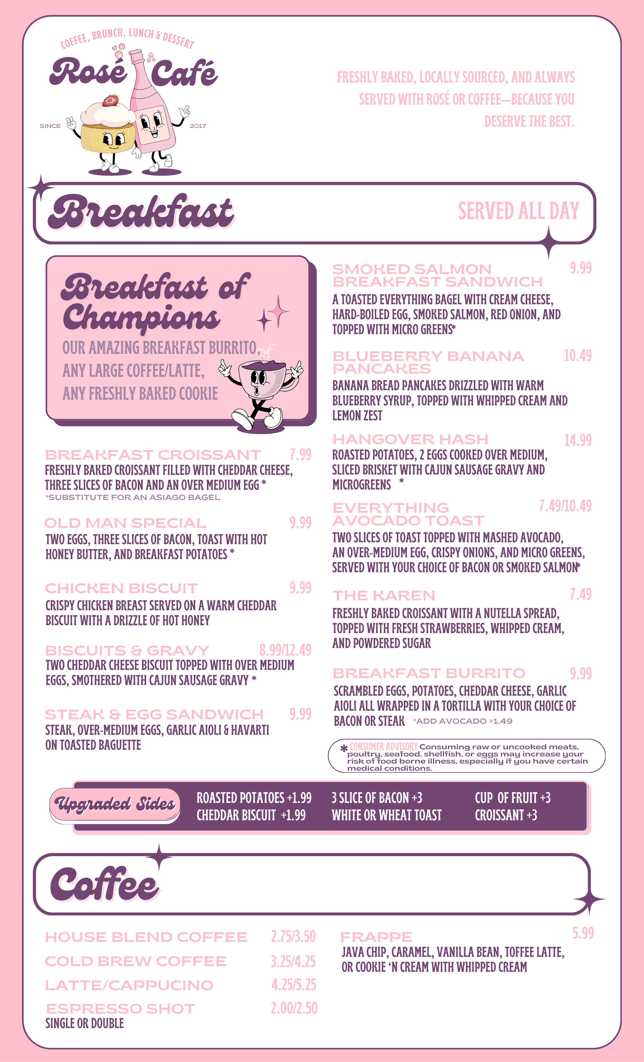 Café Menu — Rosé Café