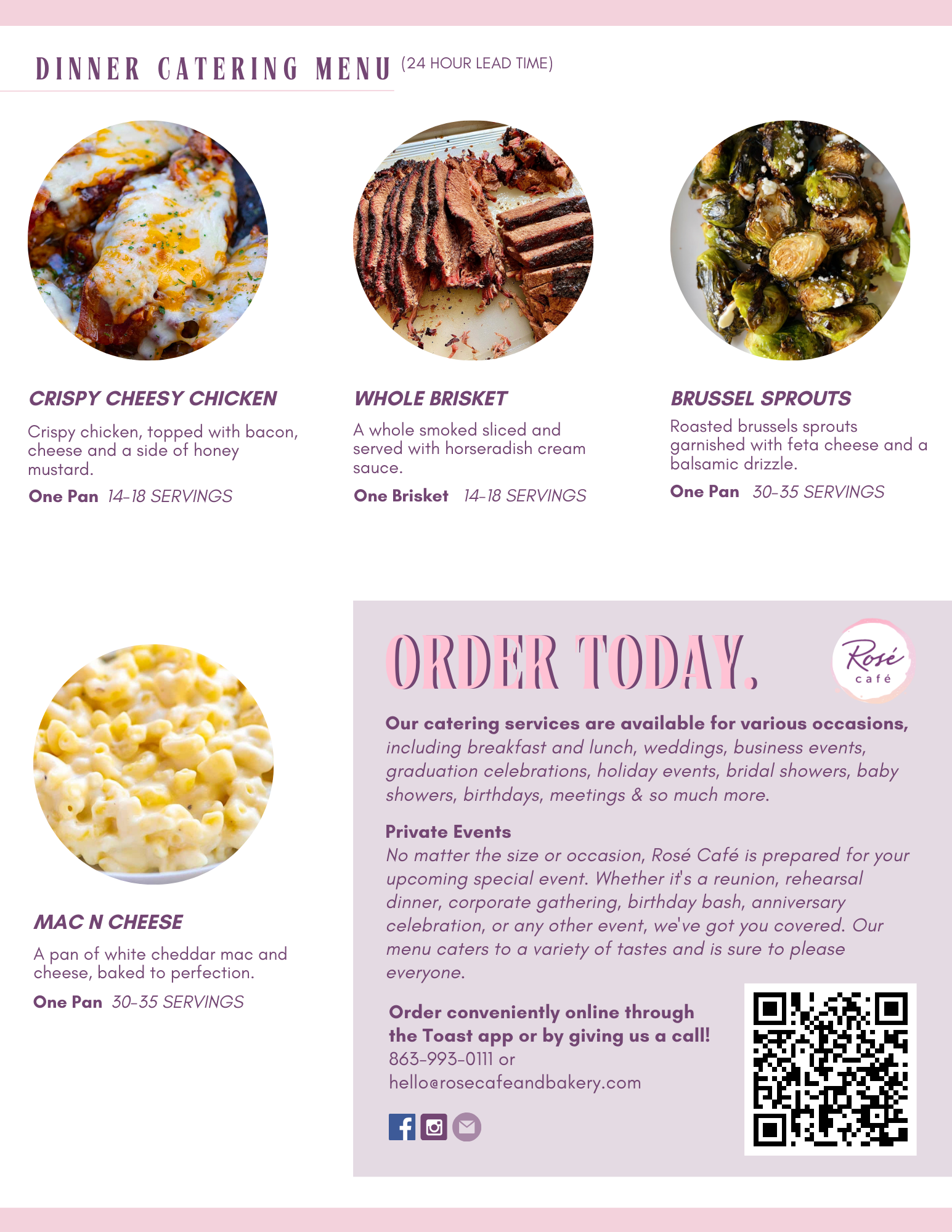 Catering Menu Brochure — Rosé Café