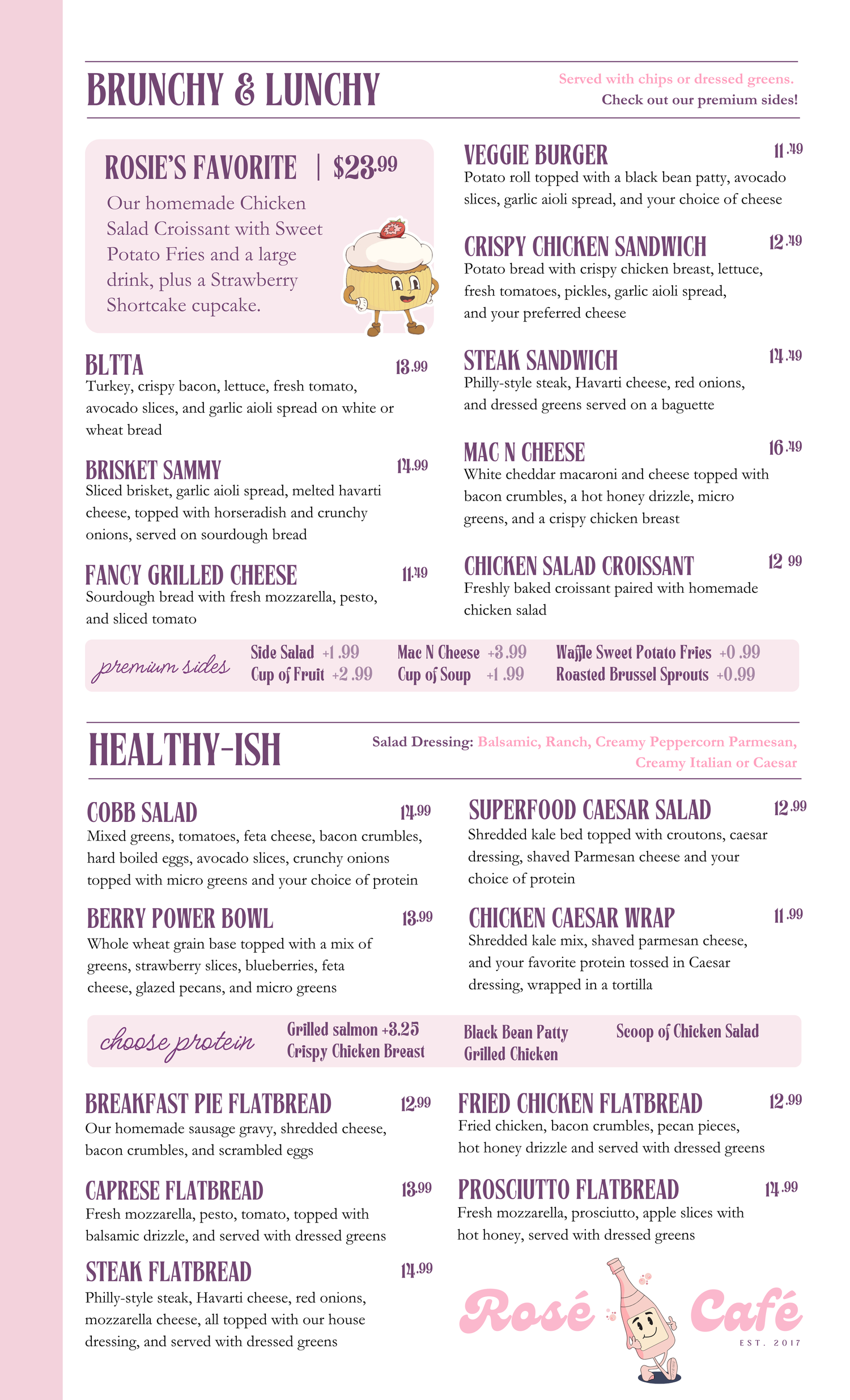 Café Menu — Rosé Café