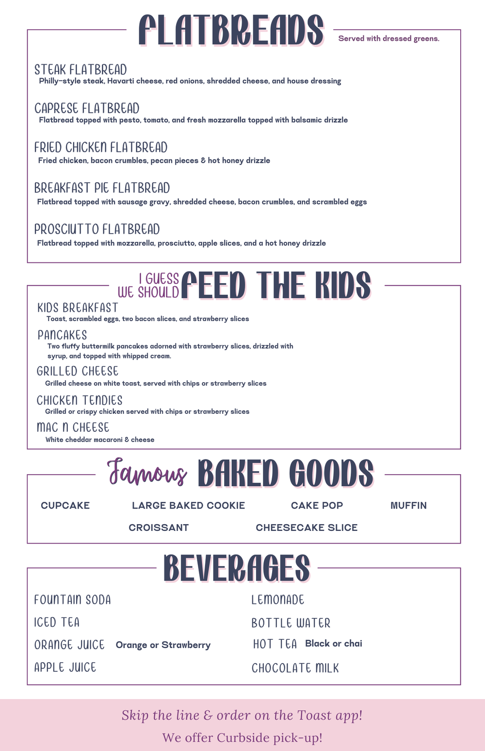 Café Menu — Rosé Café