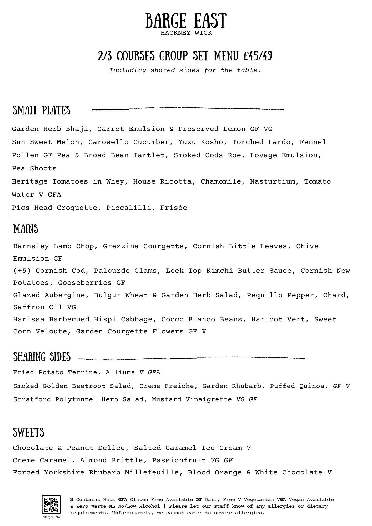 Group Dining at The Barge — Barge East