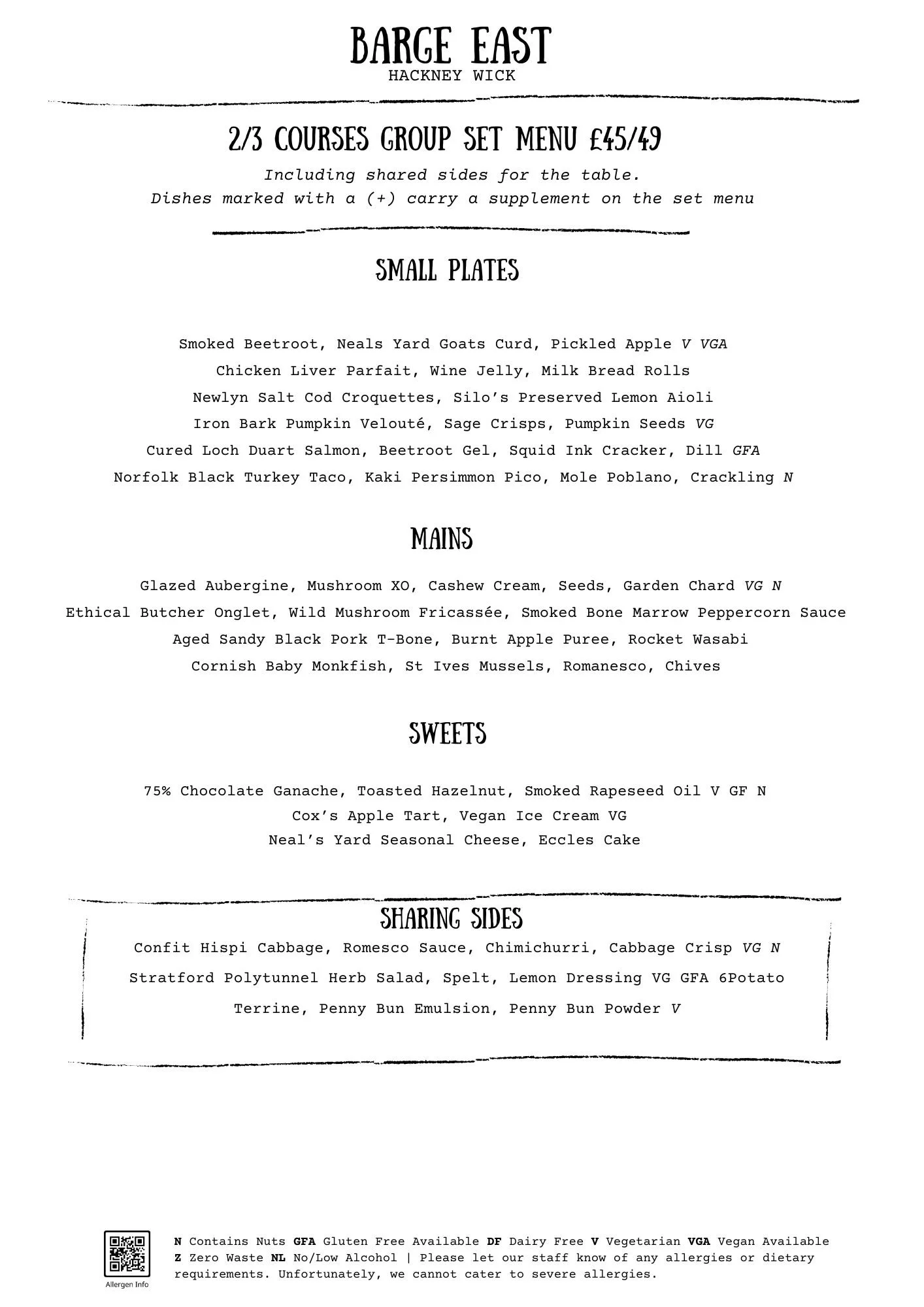 Group Dining at The Barge — Barge East