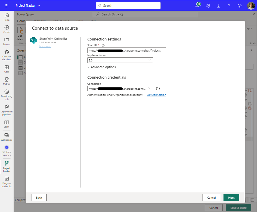 Connect Existing Power BI Datasets to SharePoint Project Tracker List ...