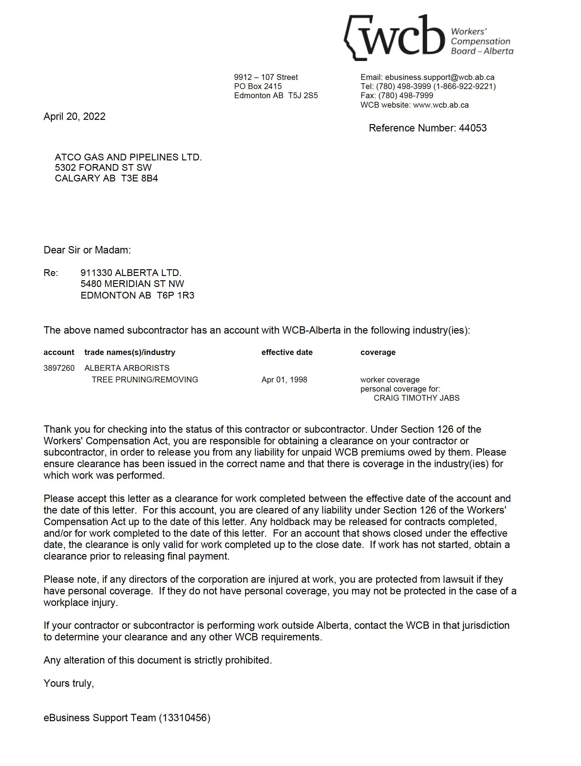 WCB — Alberta Arborists | Edmonton Tree Service