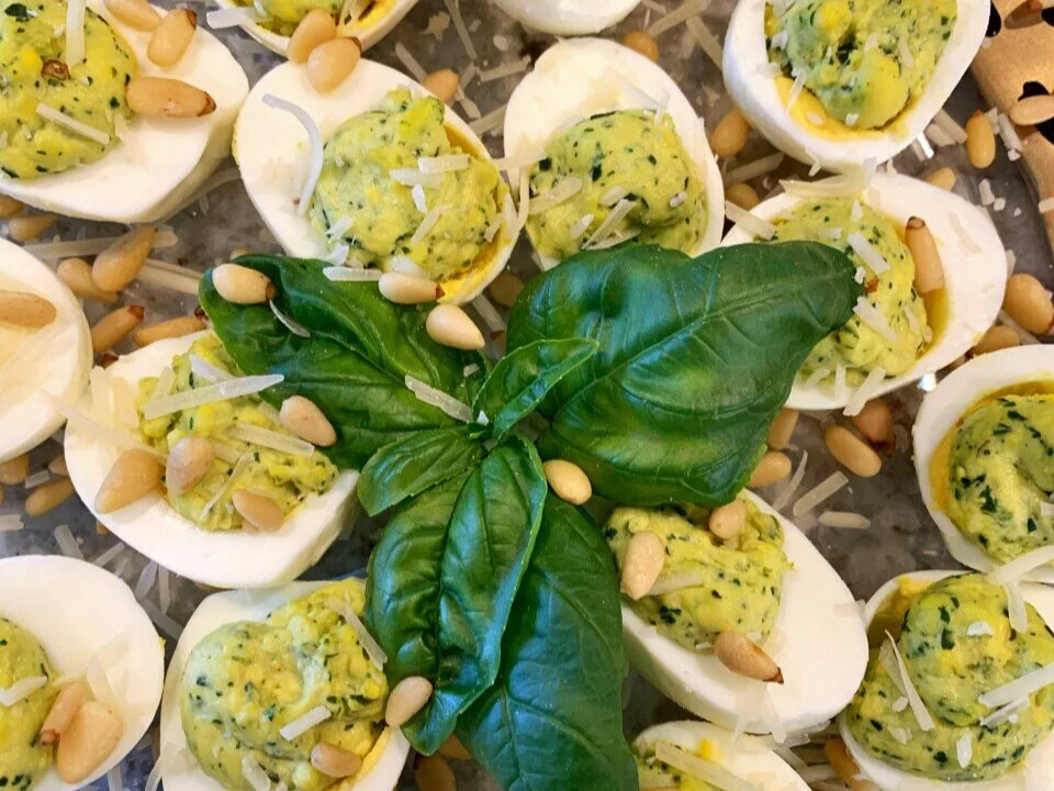 Pesto Deviled Eggs — Dink Cuisine