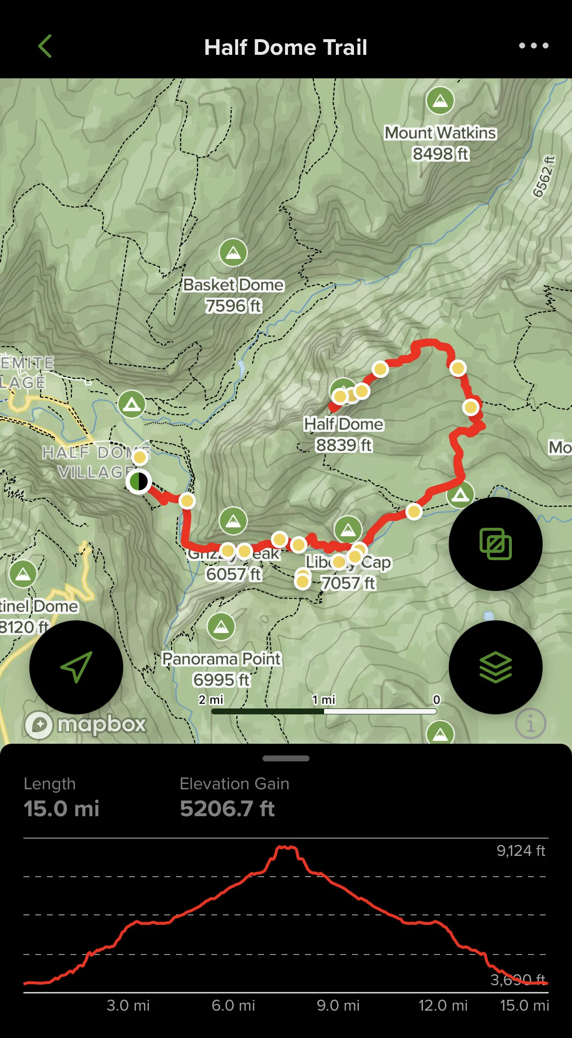 Yosemite Half Dome Hike Map
