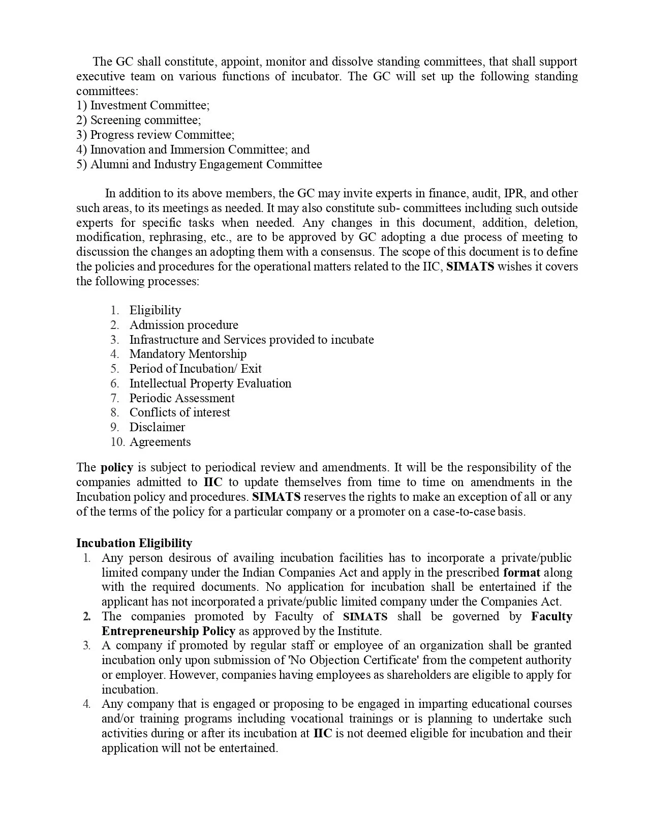 NISP — SIMATS DEEMED UNIVERSITY