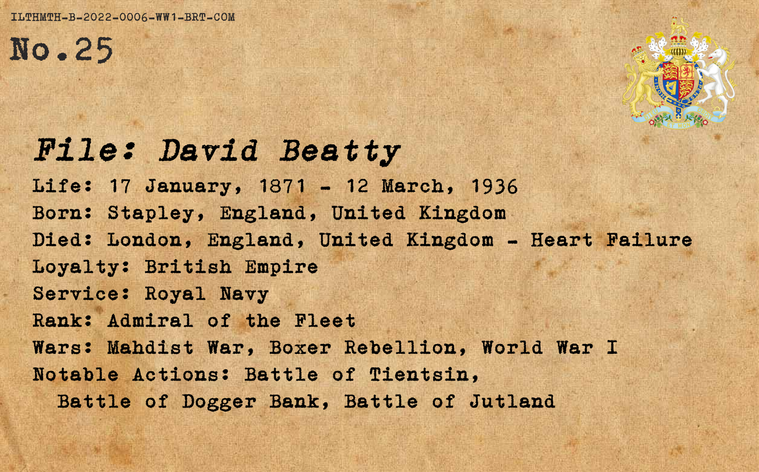 David Beatty — I Like to Hear Myself Talk History