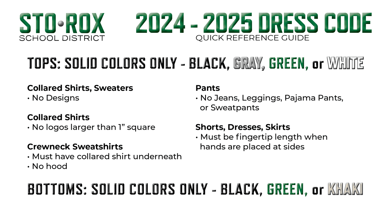 Dress Code — Sto-Rox School District