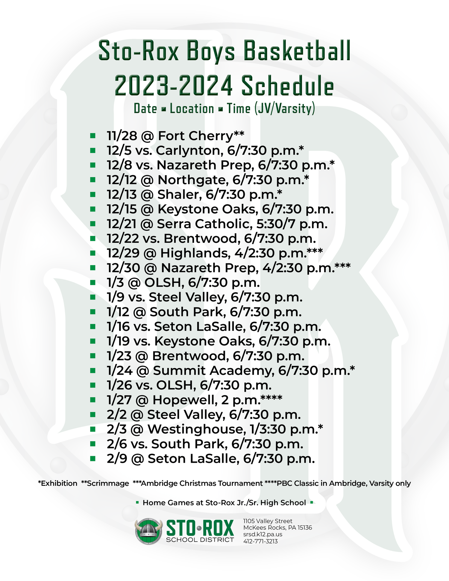 Boys Basketball — Sto-Rox School District
