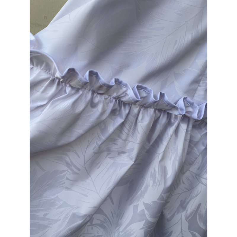 White Half Sleeve Hawaiian Muumuu Dress in Leaf Print — Princess ...