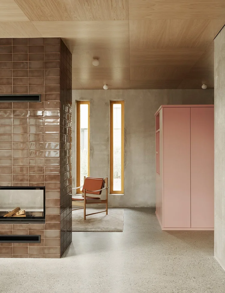 Pink Kitchen in a Brutalist-Inspired Architect-Designed Villa ...