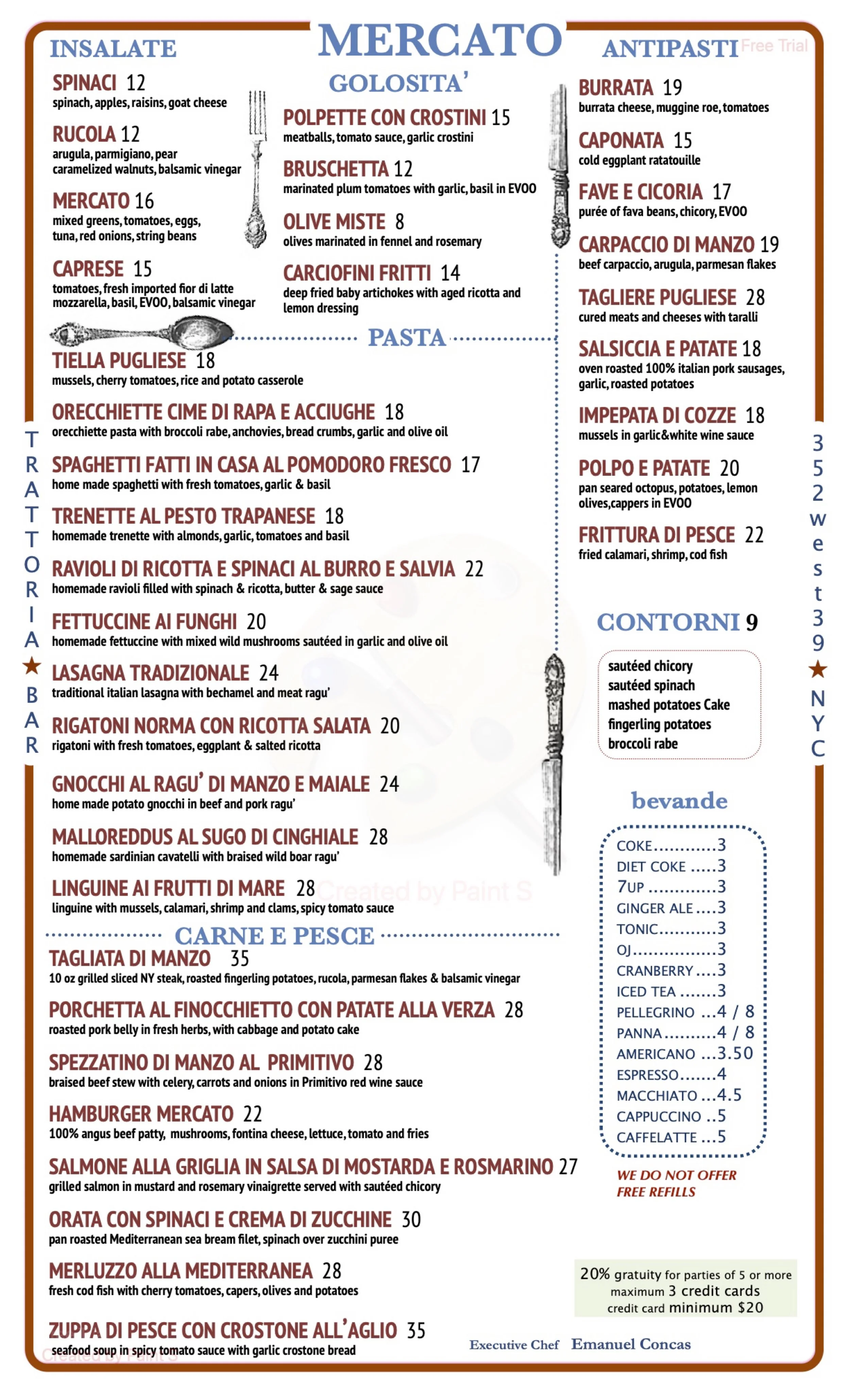 Menu — Mercato Trattoria
