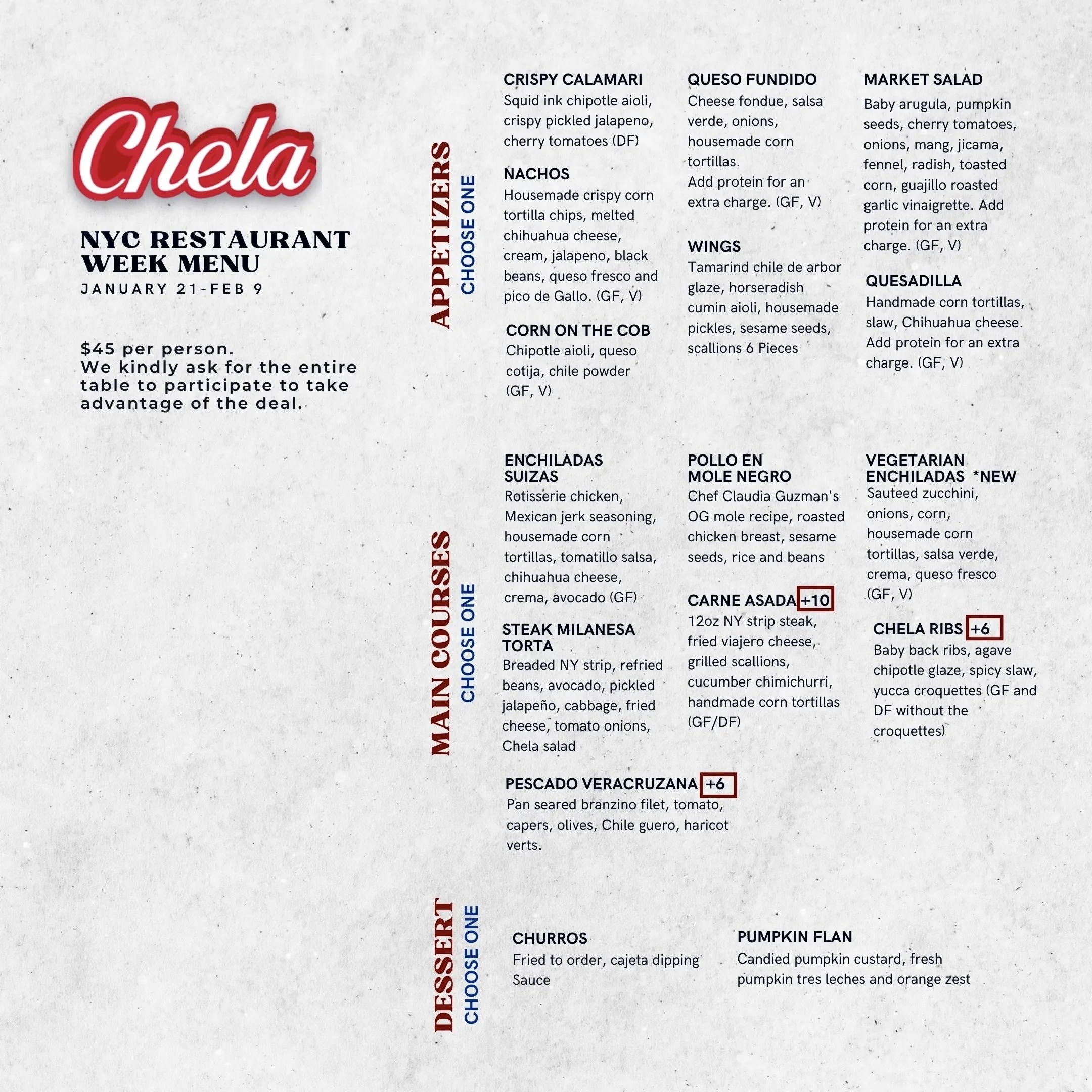 Dinner Menu — Chela