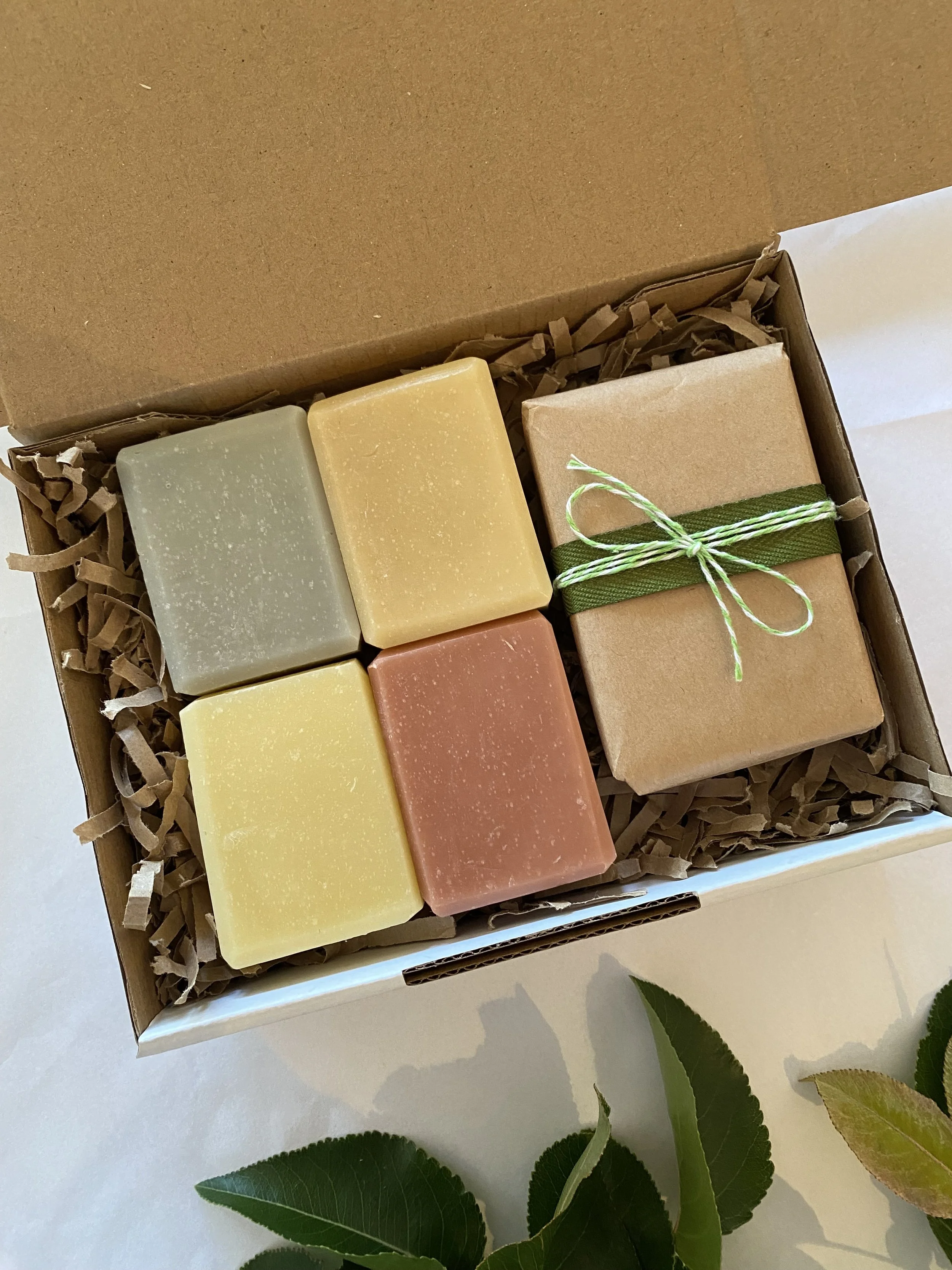 Three handmade artisan soaps and bamboo soap dish. In a Gift Box ready ...