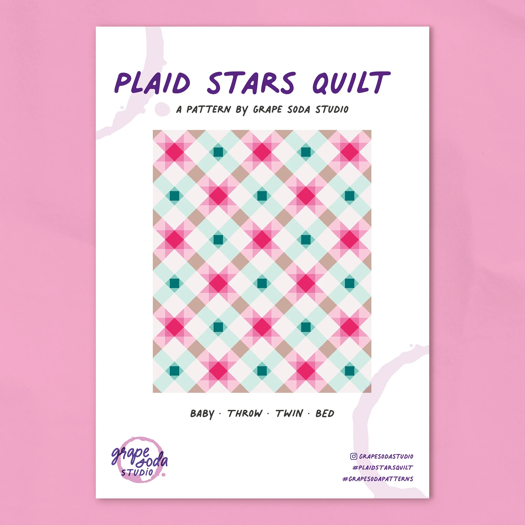 Plaid Stars Quilt Pattern PDF — Grape Soda Studio